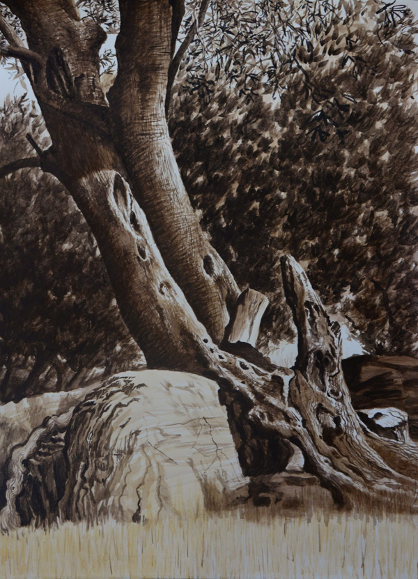 911-steel-beam-rust-drawing-root-over-rock-2021-steel-beam-rust-ink-on ...